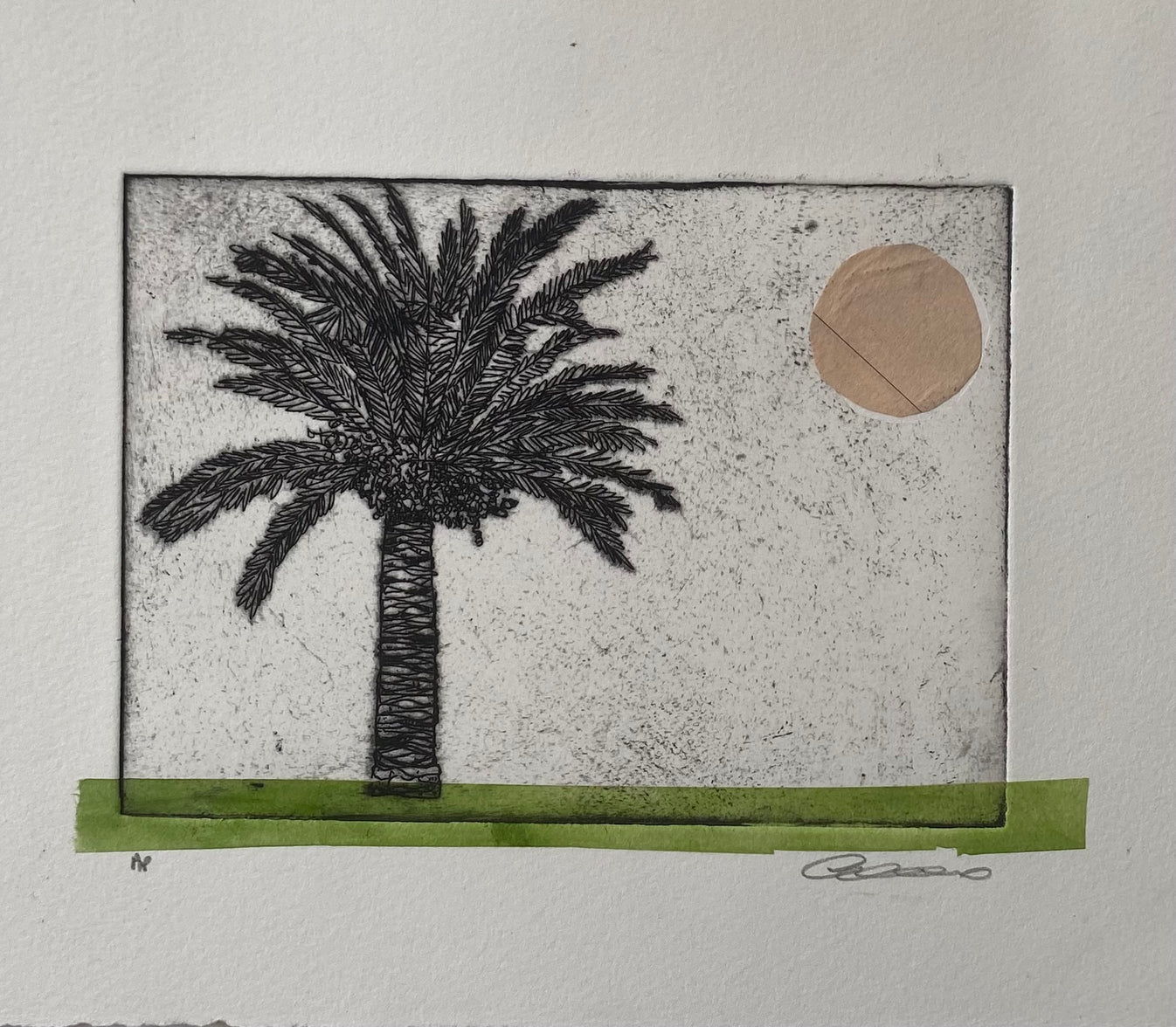 Palm Tree Pink Sun Green Stripe – Art Friend Gallery